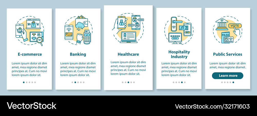 Online social services onboarding mobile app page Vector Image