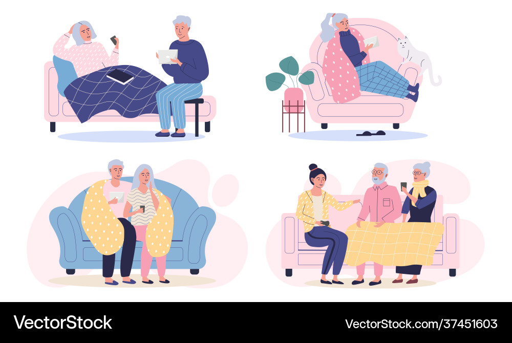Set about elderly people spend Royalty Free Vector Image