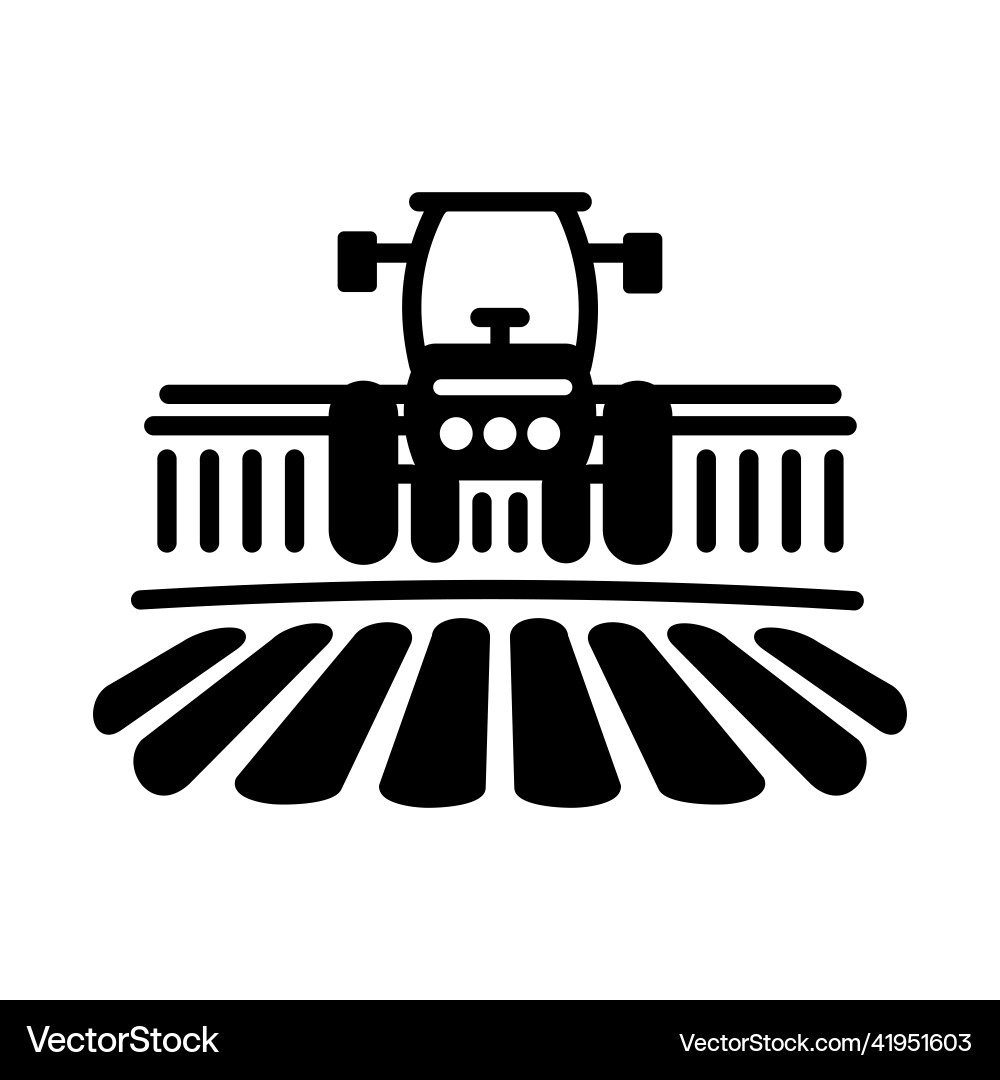Tractor processes the earth a rural landscape icon