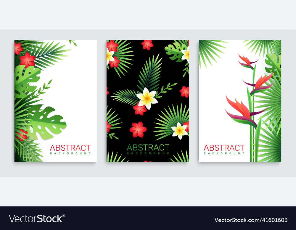 Tropical leaves posters set Royalty Free Vector Image