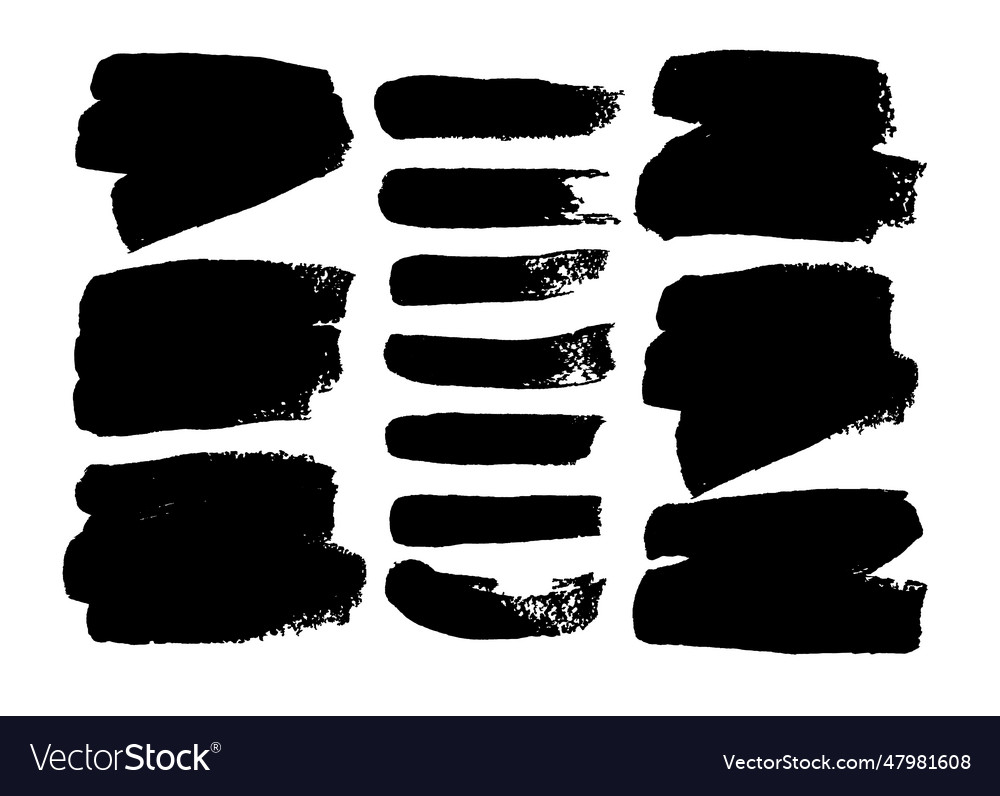 Black paint ink brush strokes grunge textures Vector Image