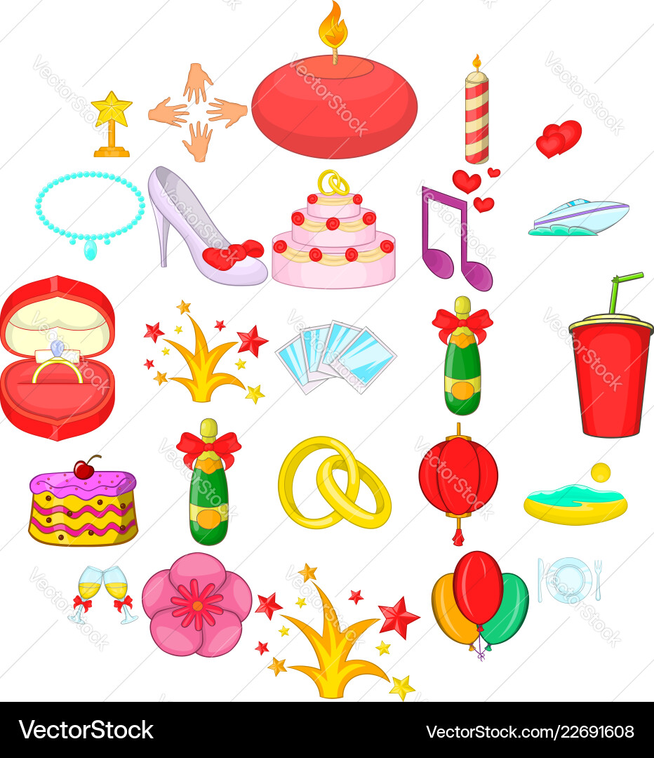 Bliss icons set cartoon style Royalty Free Vector Image