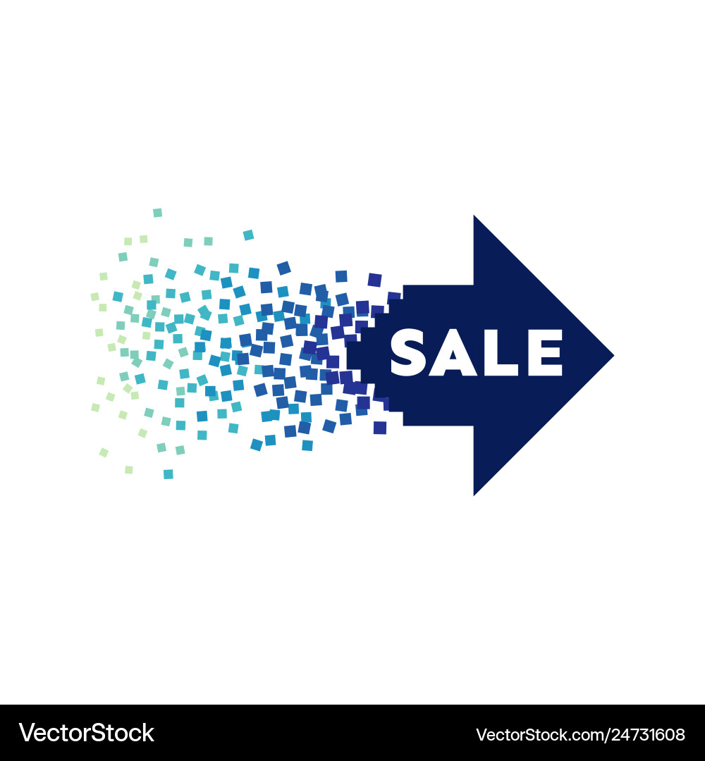 Blue sale arrow banner with explosion Royalty Free Vector