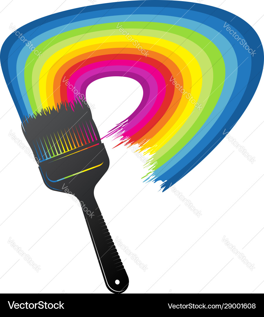 Brush and color paint symbol Royalty Free Vector Image