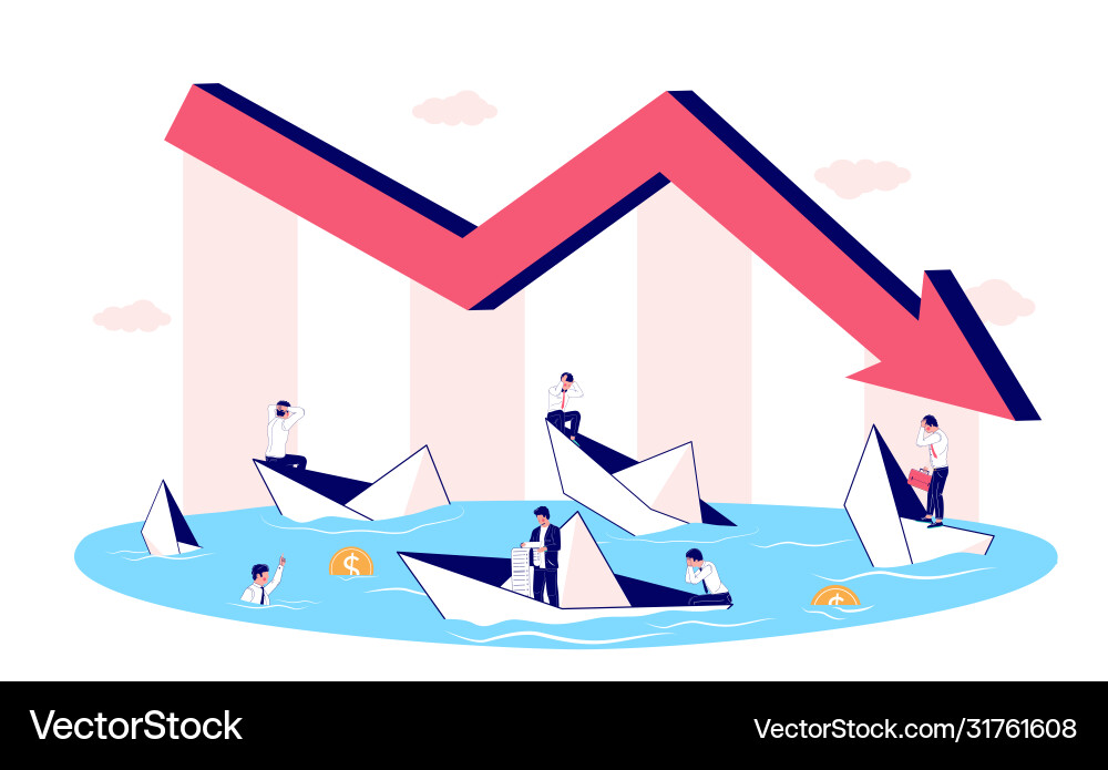 Business bankruptcy concept flat style Royalty Free Vector