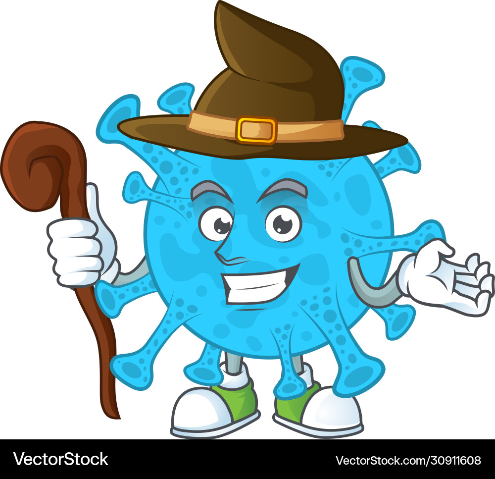Cute and sneaky witch coronavirus backteria style Vector Image
