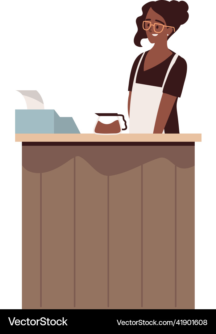 Female barista character Royalty Free Vector Image