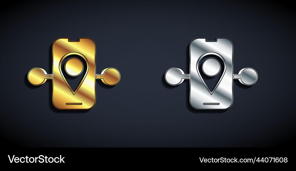 Gold and silver route location icon isolated Vector Image