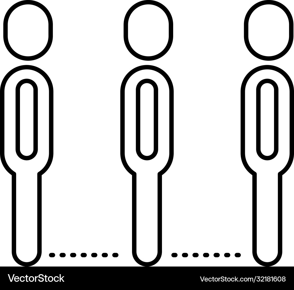 Group humans distance social line style Royalty Free Vector