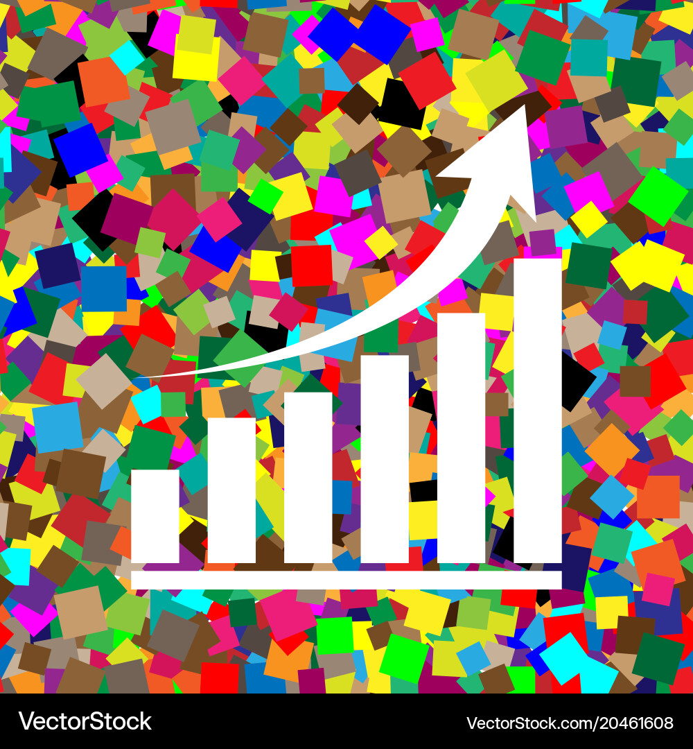 Growing graph sign white icon on colorful Vector Image