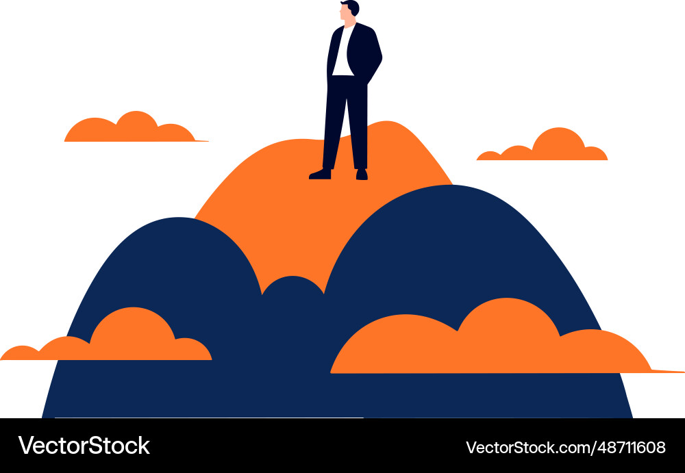 Hand drawn businessman standing on top Royalty Free Vector