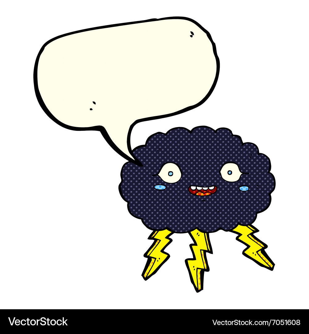 Happy cartoon rain cloud with speech bubble Vector Image
