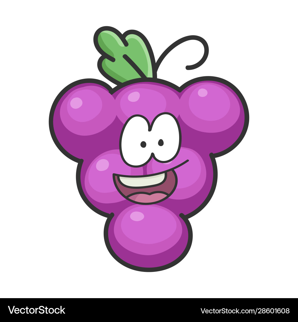 Happy cheerful grape cartoon character icon Vector Image