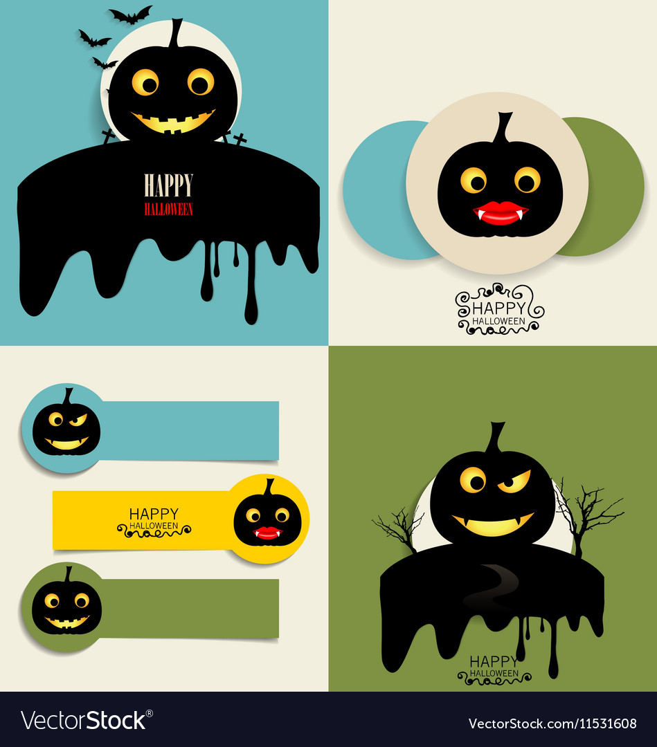 Happy halloween design background and cute note Vector Image
