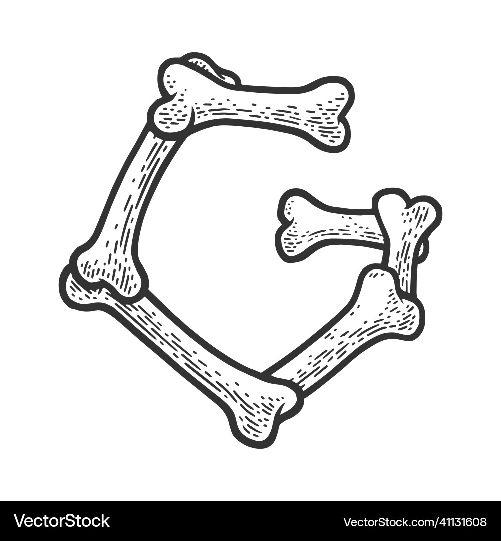 Letter g made of bones sketch Royalty Free Vector Image