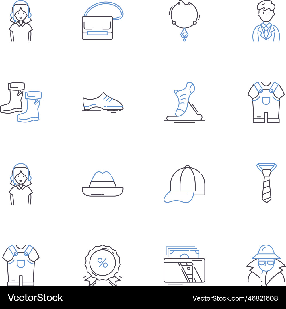 Merchandising display line icons collection Vector Image