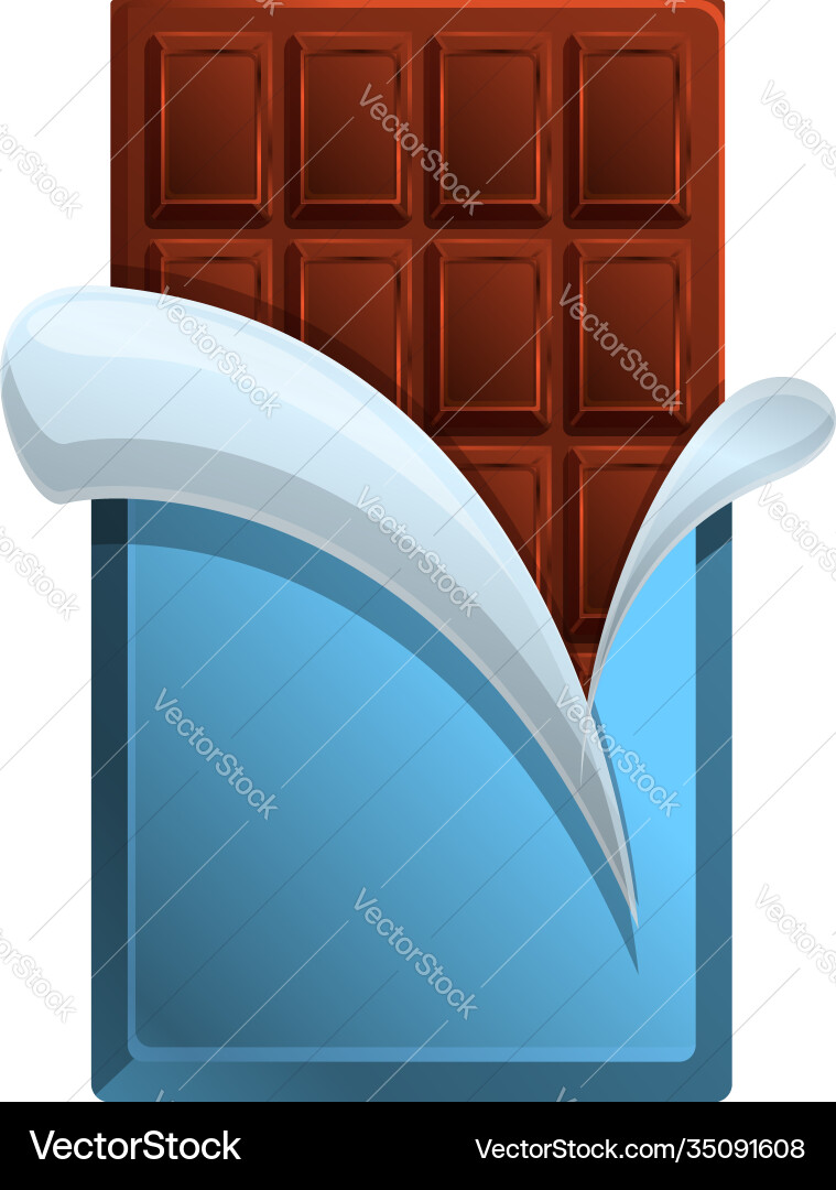 Open chocolate bar icon cartoon style Royalty Free Vector