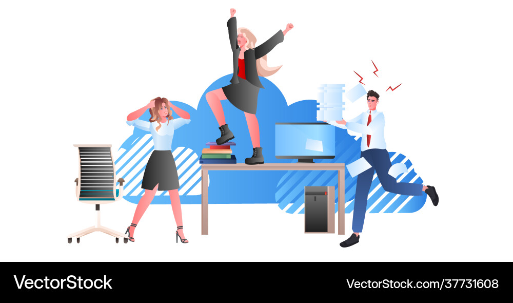 Overworked businesspeople working in office Vector Image