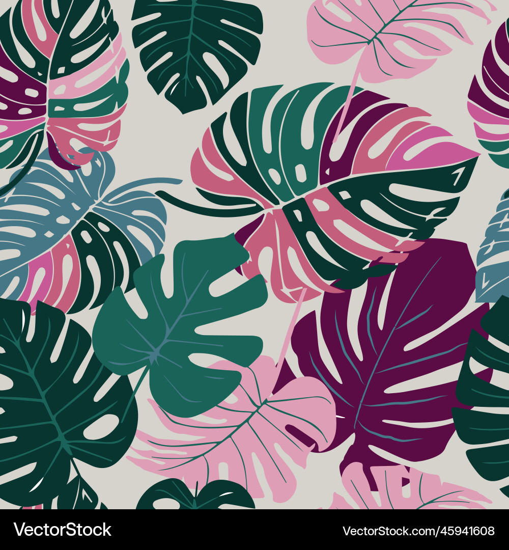 Pattern monstera leaf seamless Royalty Free Vector Image