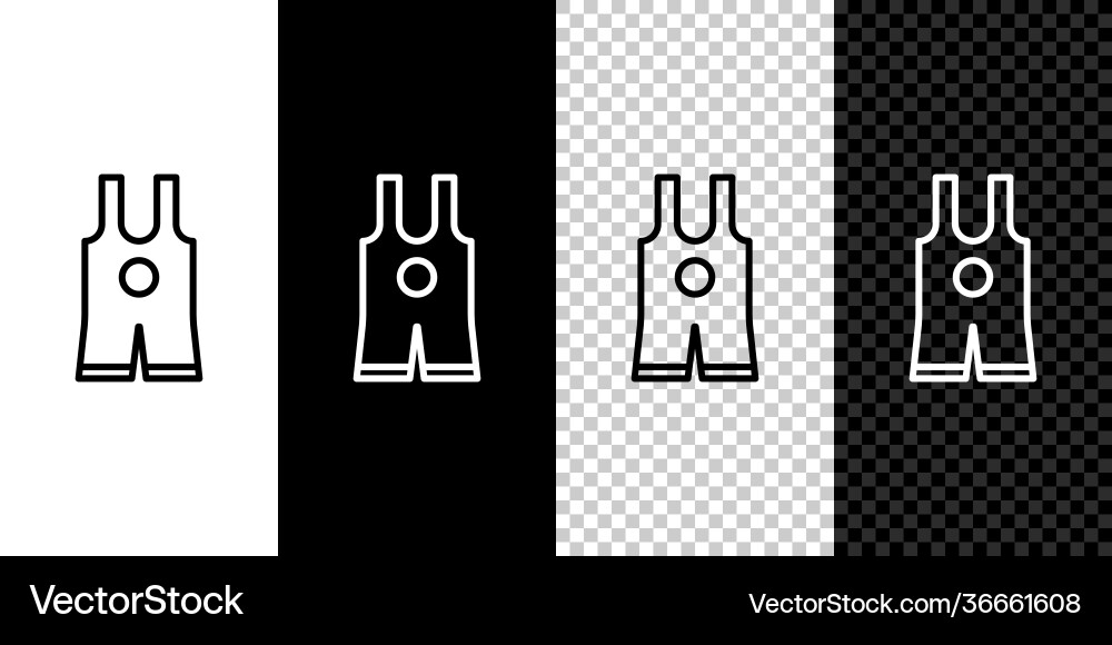 Set line wrestling singlet icon isolated on black Vector Image