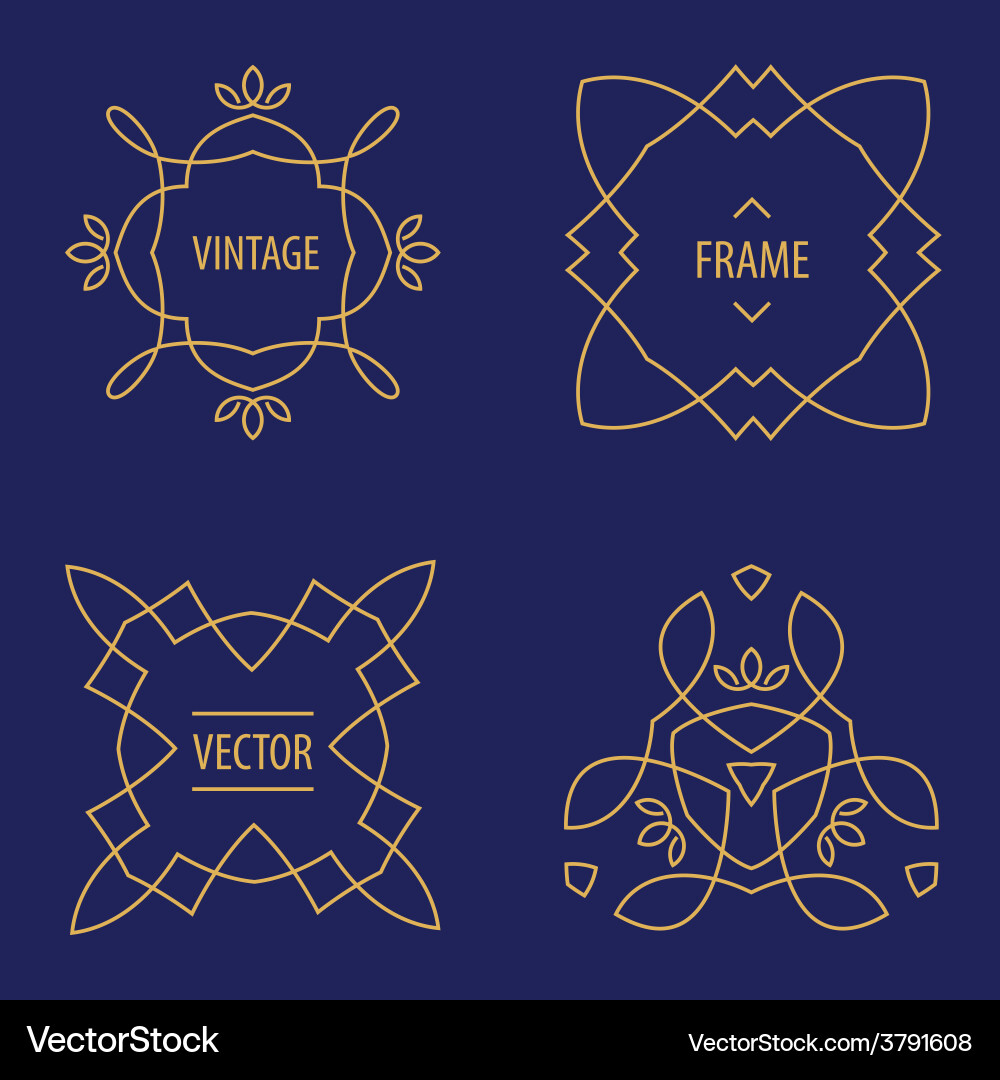 Set of outline emblems and badges Royalty Free Vector Image