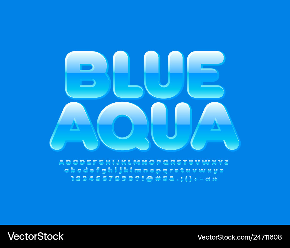Sign blue aqua with glossy alphabet Royalty Free Vector