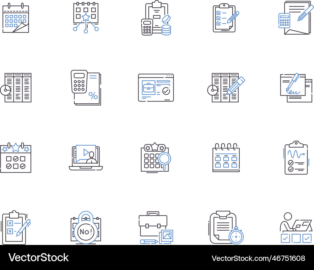 Time and date outline icons collection Royalty Free Vector