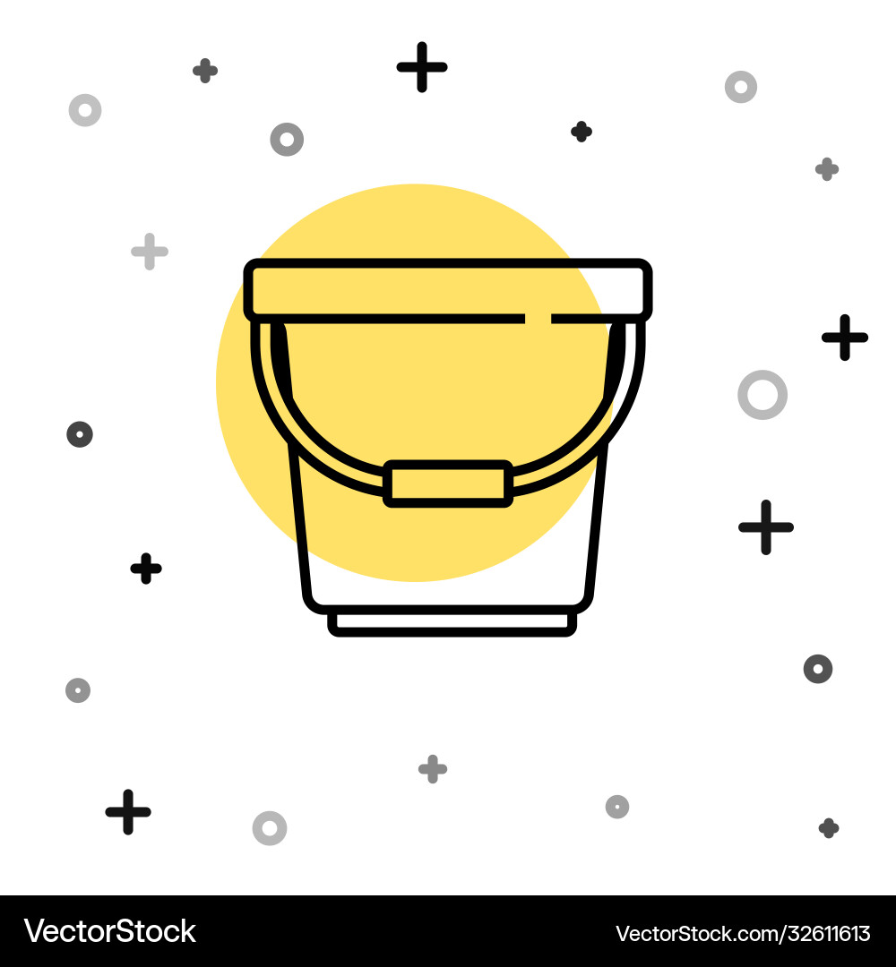 Black line bucket icon isolated on white Vector Image