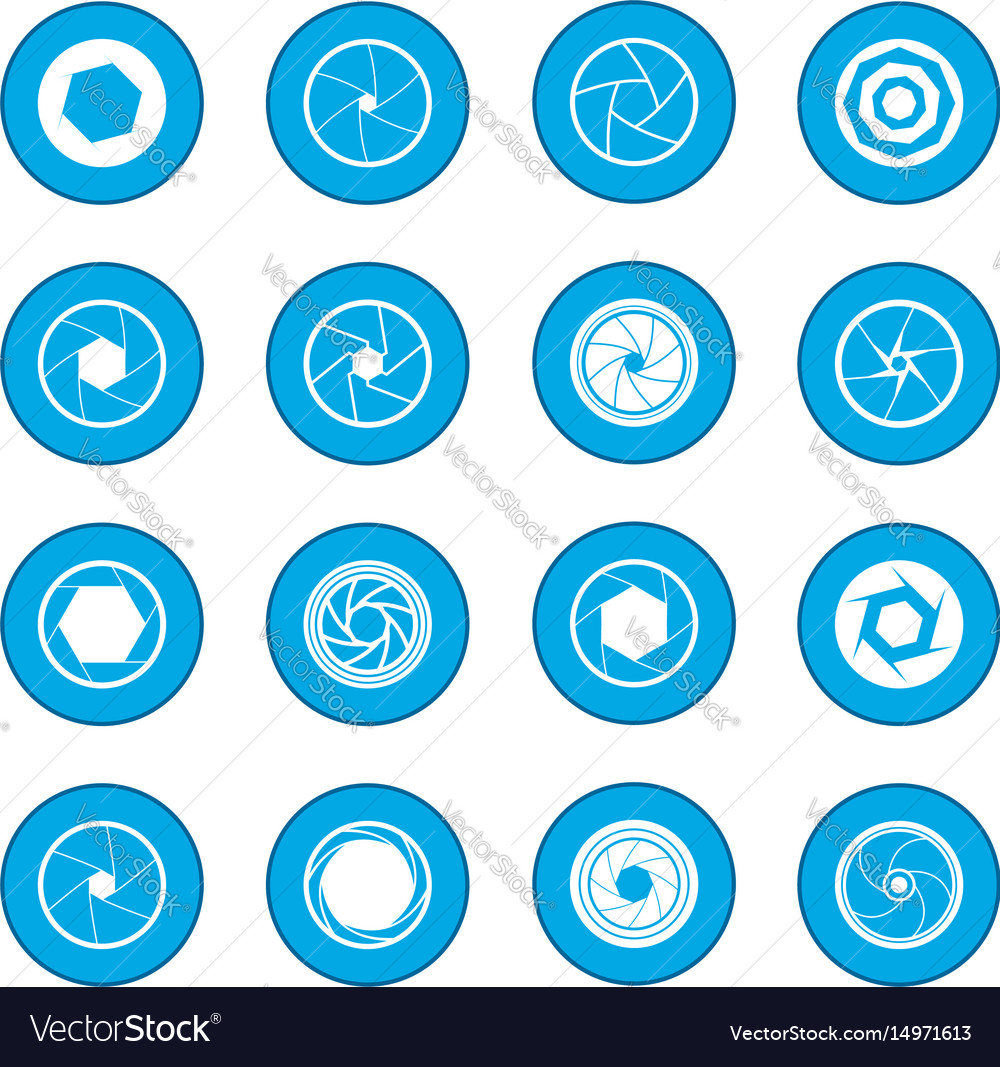 Camera shutter icon blue Royalty Free Vector Image