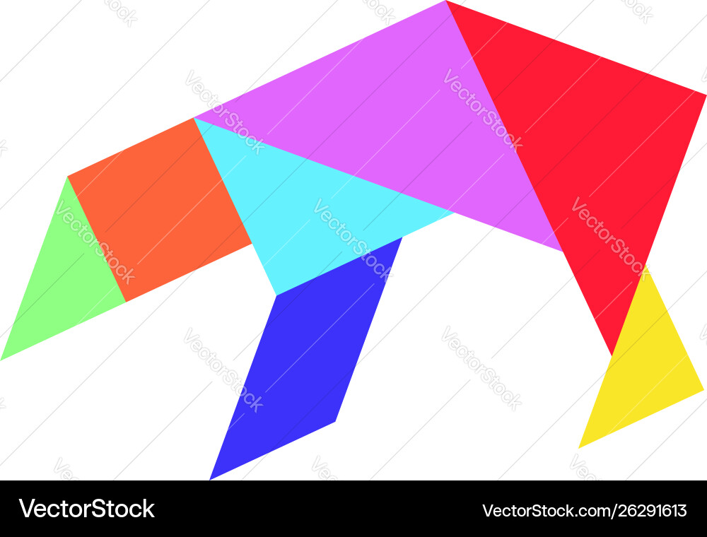 Color tangram puzzle in bear shape on white Vector Image