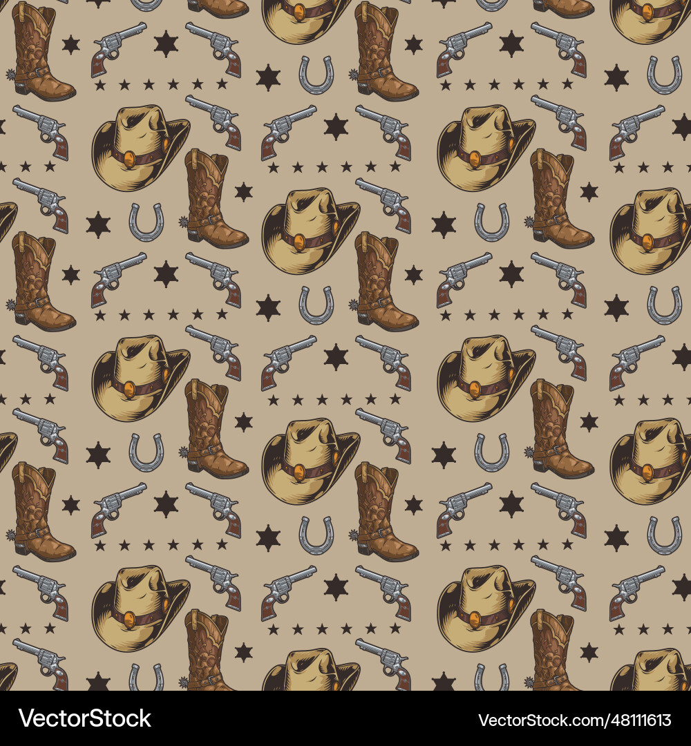 Cowboy culture colorful seamless pattern Vector Image