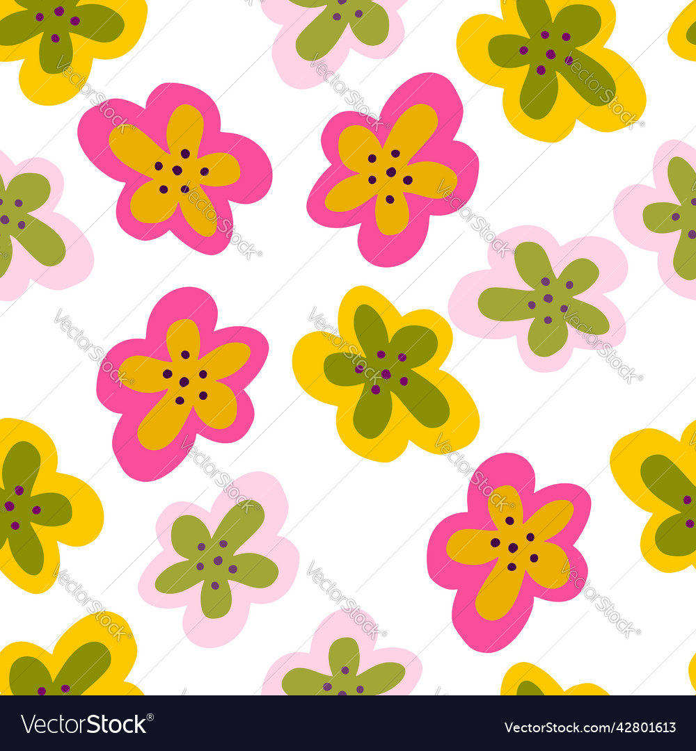 Creative decorative flowers seamless pattern Vector Image