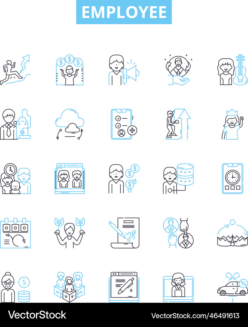 Employee line icons set worker staff Royalty Free Vector