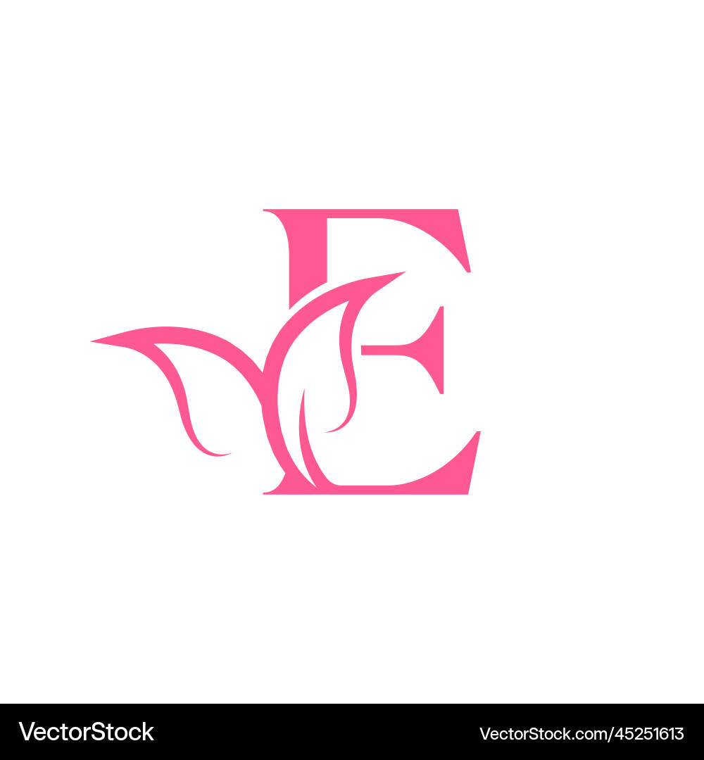 Flower beautiful beauty logo letter e Royalty Free Vector