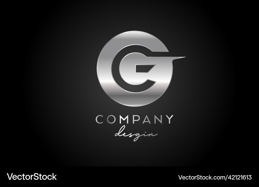G silver grey alphabet letter logo icon Royalty Free Vector