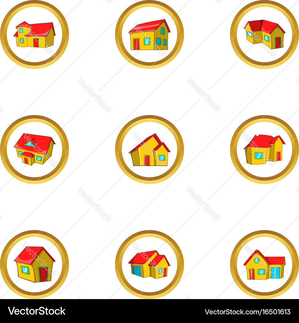 House collection icon set cartoon style Royalty Free Vector