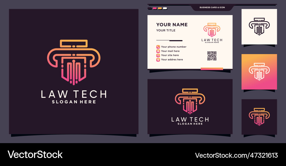 Law tech logo design template with unique line Vector Image