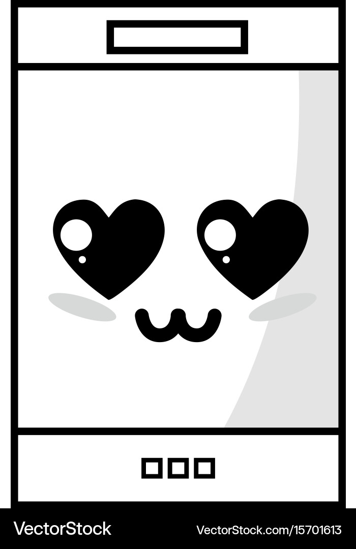 Line kawaii cute tender smartphone technology Vector Image