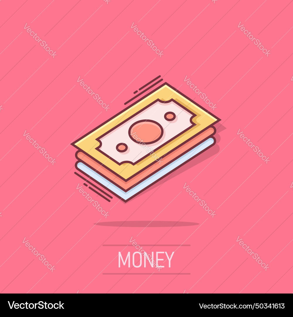 Money stack icon in comic style exchange cash Vector Image