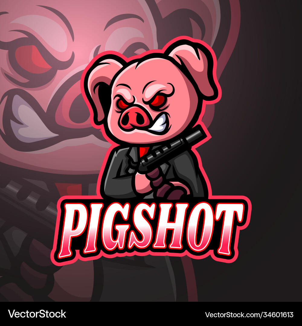 Pig esport logo mascot design Royalty Free Vector Image