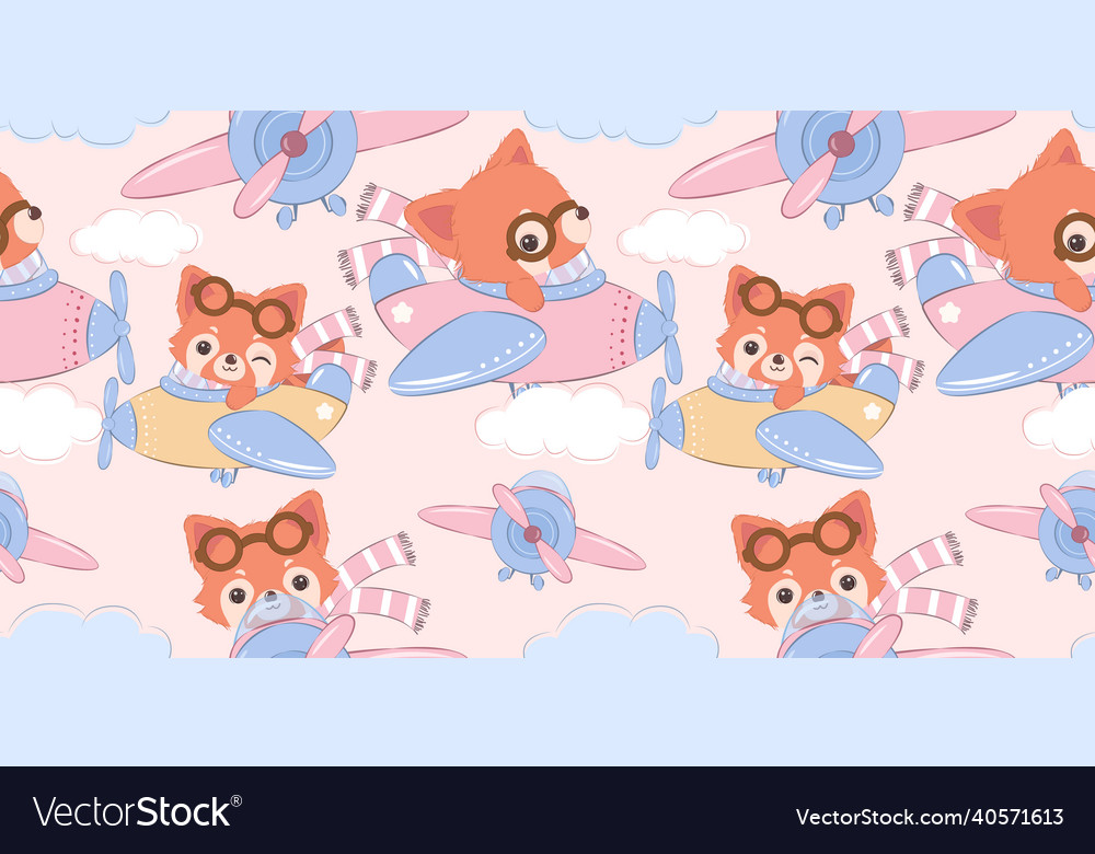 Red panda seamless pattern Royalty Free Vector Image