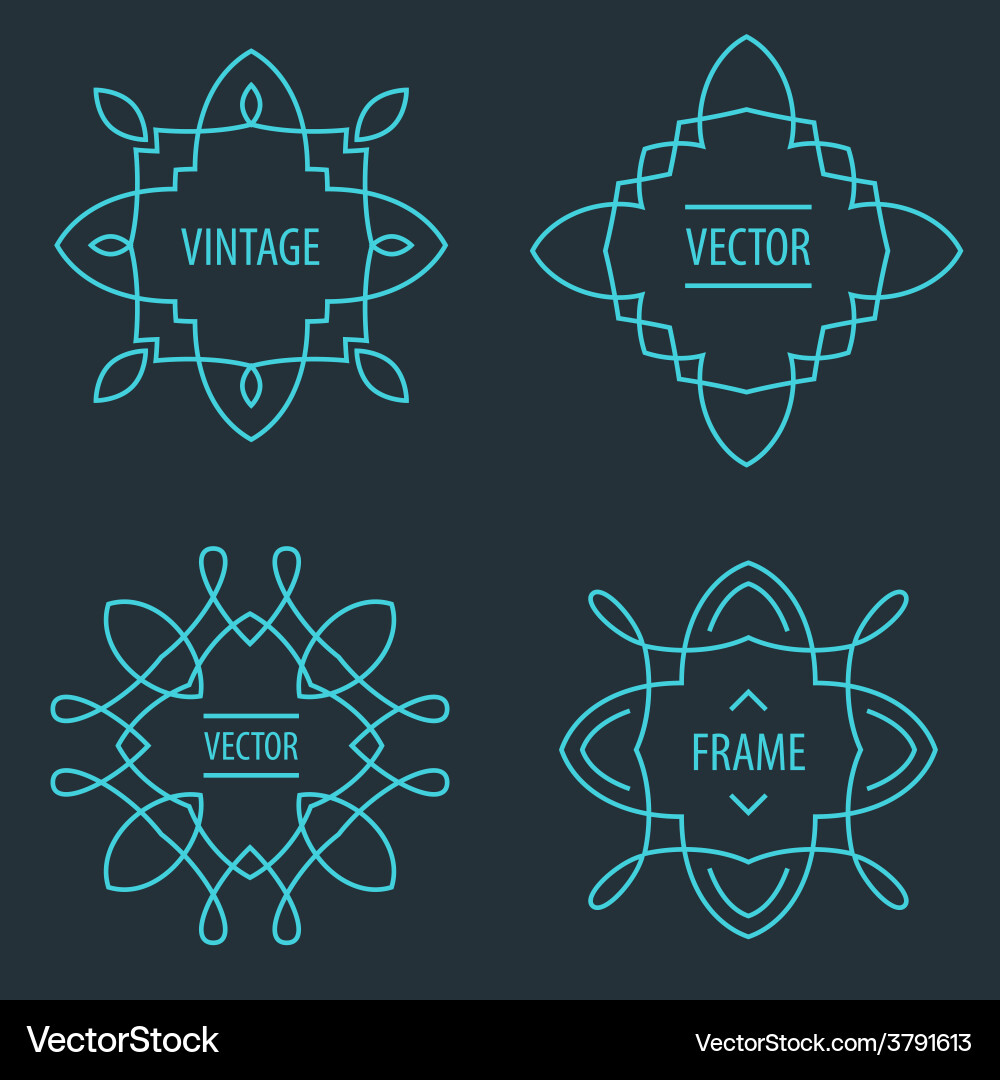 Set of outline emblems and badges Royalty Free Vector Image