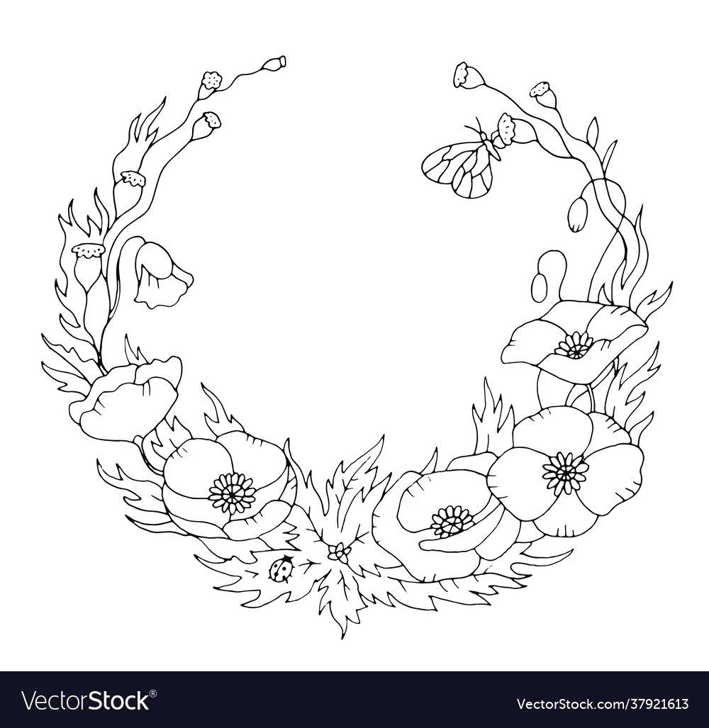 Wreath Poppy Coloring Remembrance Day Poppies Pages Memorial Anzac ...