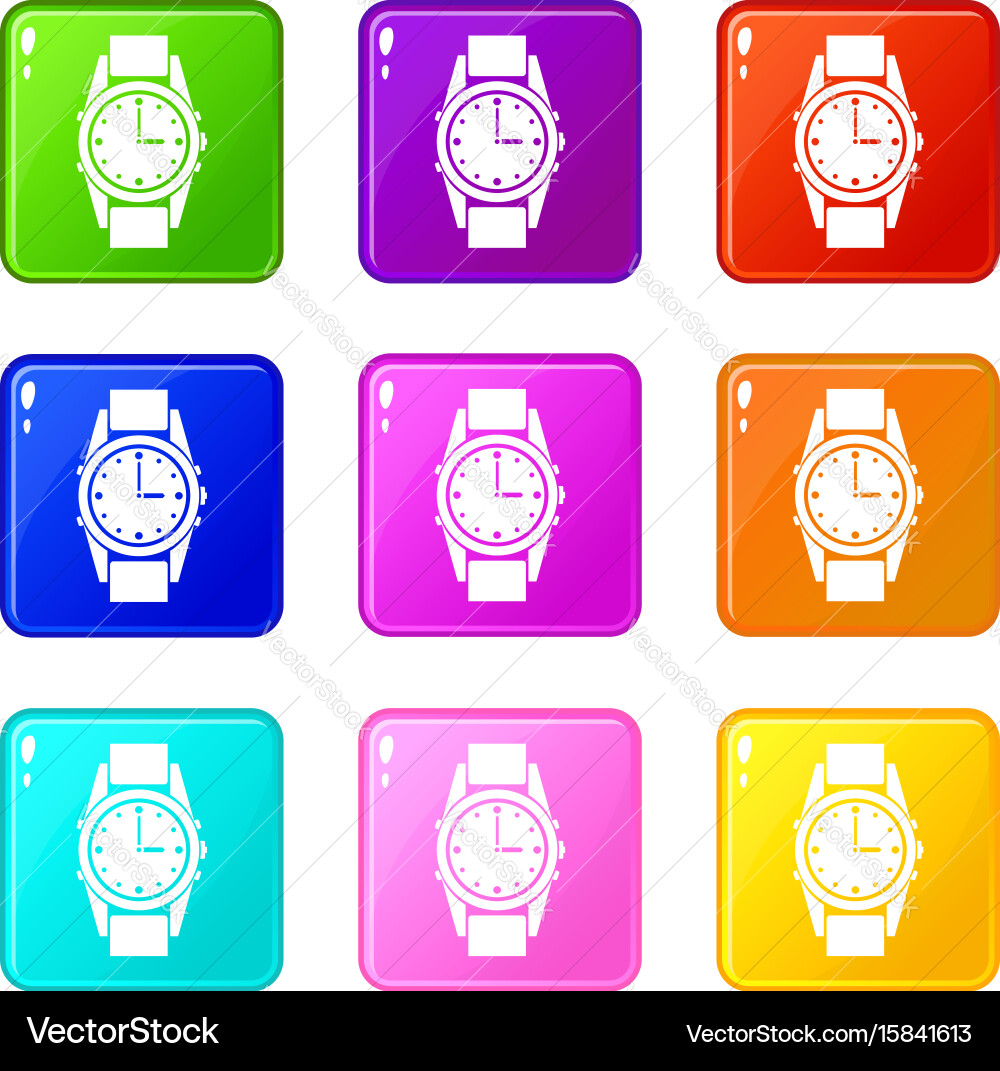 Swiss watch icons 9 set Royalty Free Vector Image