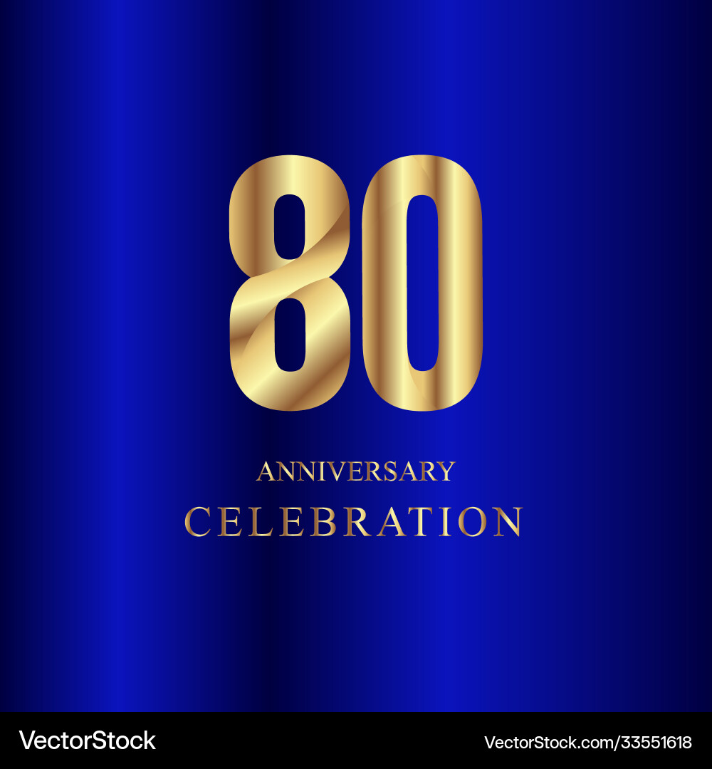 80 year anniversary celebration gold blue Vector Image