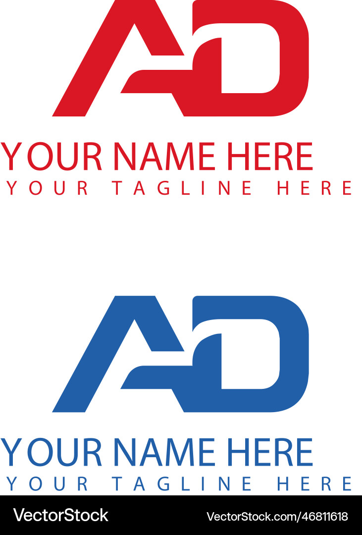 Ad letter logo or text and word Royalty Free Vector Image
