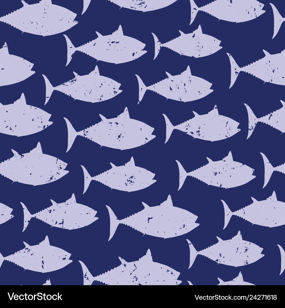 Blue fish silhouettes seamless animal Royalty Free Vector