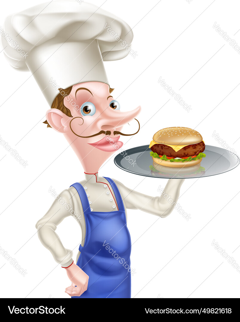 Cartoon chef burger Royalty Free Vector Image - VectorStock
