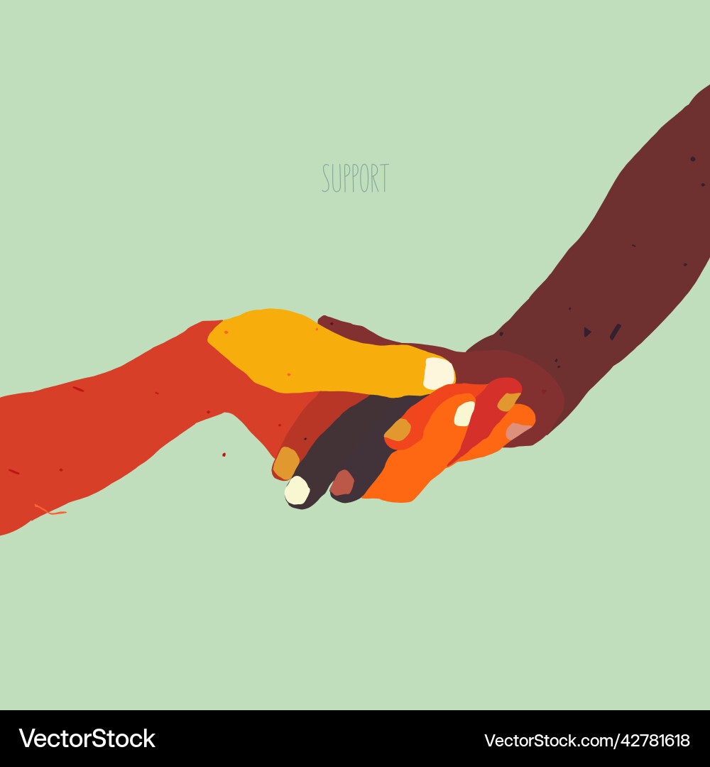 Concept of support close-up supporting hand Vector Image