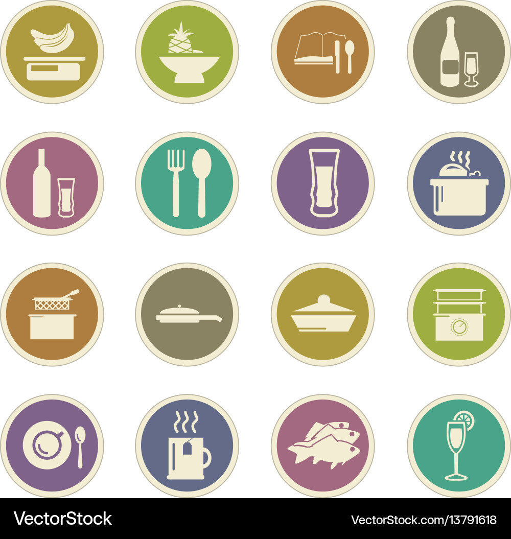 Food and kitchen icons set Royalty Free Vector Image